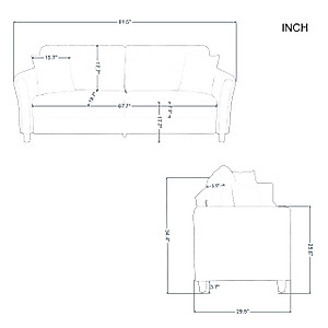 LCH 81.5” Loveseat Sofa, Mid Century Modern Linen Fabric 3-Seater Love Seat Couch with Curved Armrest for Living Room, Bedroom, Apartment and Small Space (Light Grey)