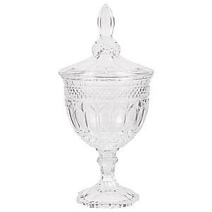 DOITOOL Glass Footed Candy Dish with Lid, Clear Covered Candy Bowls Crystal Candy Jar Cookie Jar Decorative Apothecary Jar Candy Buffet Containers for Buffet, Party, Home, Office