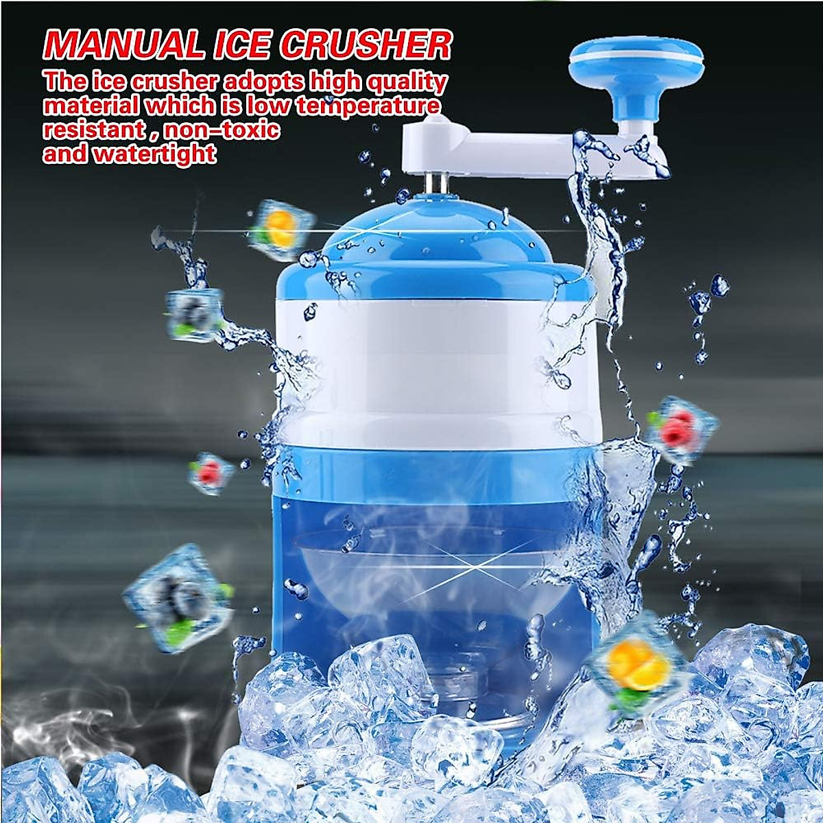 Manual Crushed Ice Maker, Countertop Ice Maker Machine Snow Cone Machine for Slushie Shaved Ice Maker Household Protable Small Slushie Machine