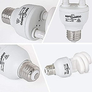 REPTIZOO Energy Saving Lamps UVB Bulb,Spiral Compact 15 Watts UVB 10.0 Reptile Light Bulb Fit for Desert Type Reptile/Snake/Lizard/Insect/Leopard Tortoise