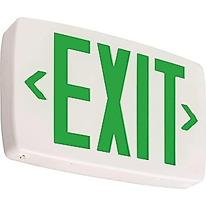Lithonia Lighting LQM S W 3 G 120/277 EL N M6 Quantum Thermoplastic LED Emergency Exit Sign with Stencil-Faced White Housing and Green Letters with Nickel Cadium battery