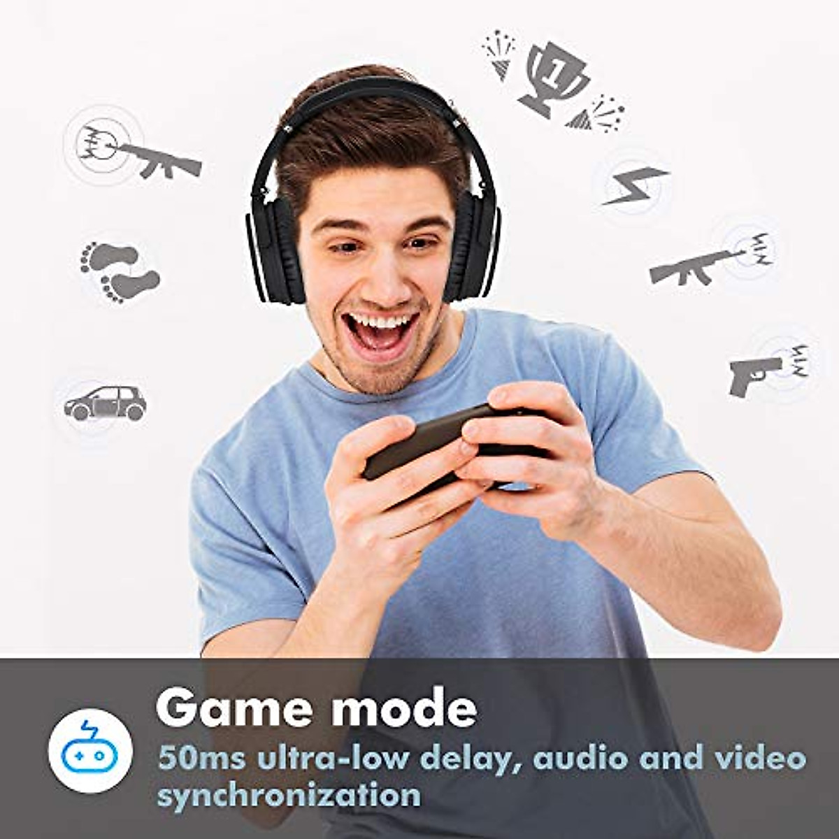 Srhythm NC25 Active Noise Cancelling Stereo Headphones Bluetooth 5.0, ANC Headset Over-Ear Bundle with Pack of 4 Headphones Replacement,Audio Cable 3.5mm/Type-C Cable/Aircraft Adaptor/6.35 to 3.5mm