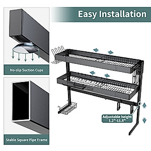 2023 Model，Over The Sink Dish Drying Rack 3-Tier Dish Drying Rack Over Sink Adjustable Length(26-37.5in), Stainless Steel Dish Drainer, Dishes Rack Kitchen Pots, pans, dishes and pots Organizer