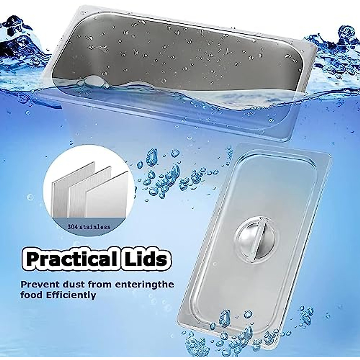 KFJZGZZ Countertop Food Warmer Stainless Steel Buffet Warmer, 4 Tray Temperature Range 30-85 °C, Electric Commercial Food Warmer Containers with Covers, Drain Tap for Catering and Restaurants