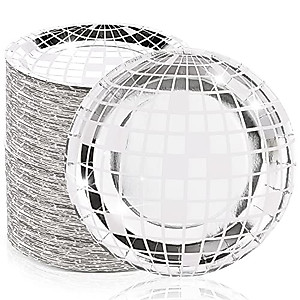 Silver Disco Ball Paper Dinner Plates Disco Paper Plates Disco Plates 70s Disco Party Supplies Bachelorette Plates Disco Party Decorations for Birthday Party, Reunion, 70s Groovy Party (100 Pcs)