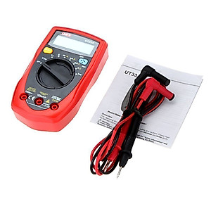 UT33A Digital Multimeter - UNI-T UT33A Handheld LCD Digital Multimeter Auto Range AC/DC Voltage DC Current Resistance Tester red+black