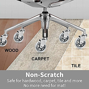 TAIYADA Silver Office Chair Wheels Replacement for Hardwood Floors and Carpet, Rubber Casters no Noise Safe Rolling, Set of 5 Heavy Duty Rollerblade Casters Fits 99% Office Chairs