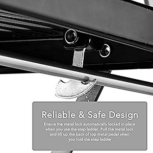 Delxo 2 Step Ladder Folding Step Stool 2 Steps Stepstool with Handrails Wide Pedal,Heavy Duty Sturdy Small Compact Ladder Portable Anti-Slip Safety Kitchen Stepladder Metal Step Stool for Adults Grey