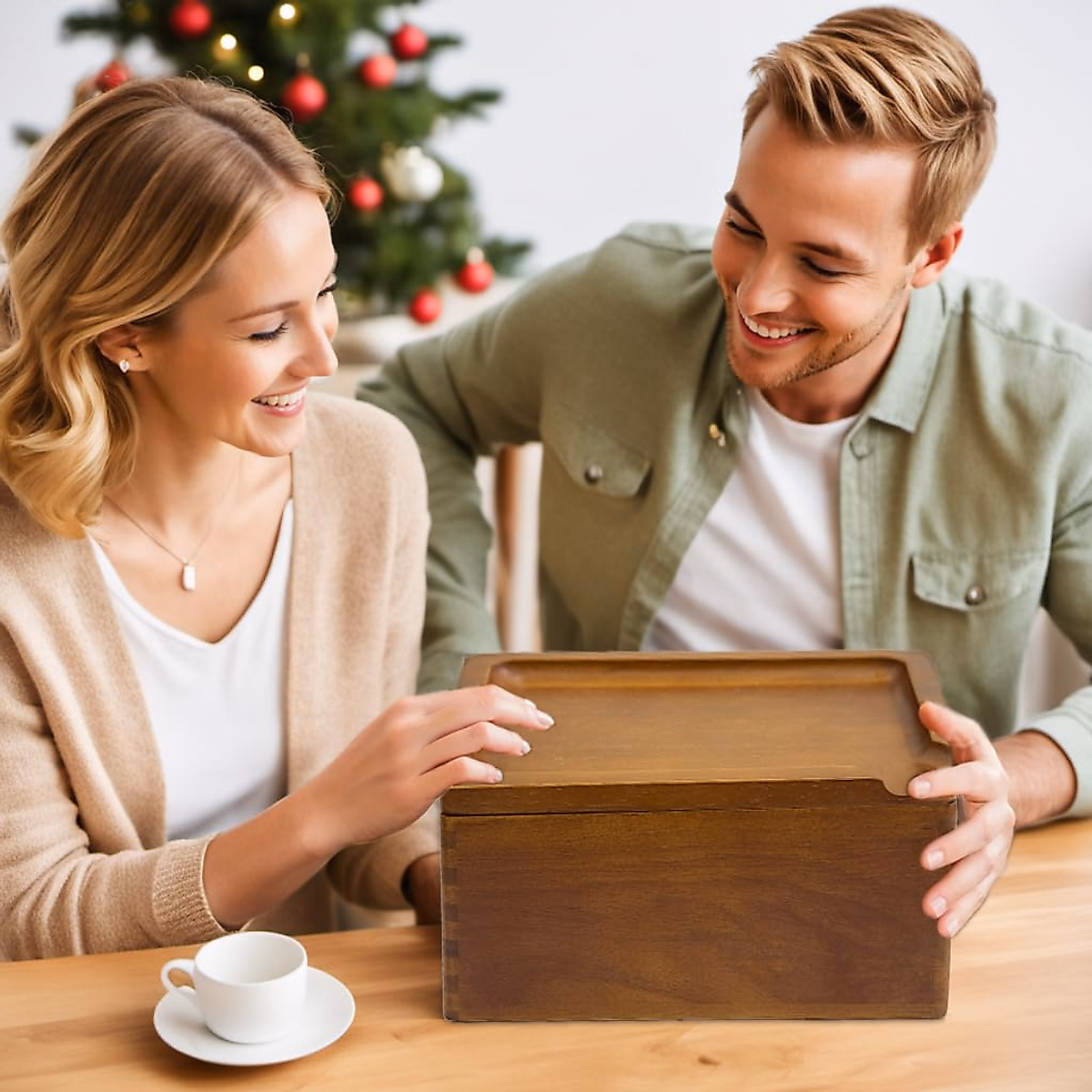 Misecrisa Airtight Stash Box with Tray - Rubber Seals - Large Wooden Box with Accessories 100% Air-Tight Storage Stash Box Set - Decorative Wood Box for Herbs (9.5inch)