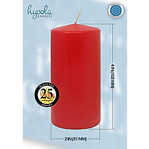 HYOOLA Red Pillar Candles 2-inch x 4-inch - 24 Pack Unscented Bulk Pillar Candles - European Made