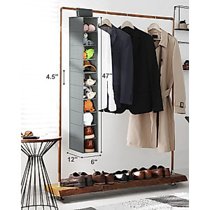 NEATJELAI Hanging Shoe Organizer 10 Tier Hanging Shelves for Closet Organizers and Storage System，Foldable Design, for Wardrobe, Baby Clothes Organization and Storage，Gray