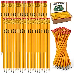 IKAYAS 400 Pack #2 HB Pencils Bulk Yellow Sharpened Pencils #2 with Erasers for Kids, 2 Pre-sharpened pencils number 2 pencils for classroom office Supplies, Writing, Drawing and Sketching