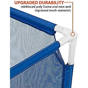 KITLIFE Pool Storage Bin – Rolling Poolside Mesh Container for Toys – Waterproof, UV Resistant Outdoor Organizer Box with Bonus Mesh Bag, Medium Size 36 x 36 x 24", Bonus Mesh Bag Included Blue
