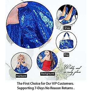 3 Feet 1 Yards Royal Blue Sequin Fabric, by The Yard, Blue Sequin Fabric, Tablecloth, Linen, Sequin Tablecloth, Table Runner (Royal Blue)