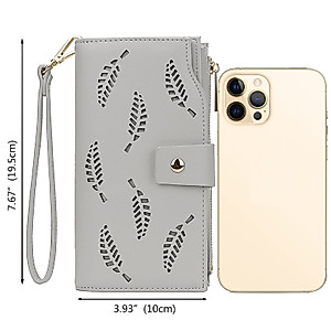 YALUXE Women's Leather Zipper Wallet RFID Blocking Multi Card Holder with Cellphone Pocket Large Capacity