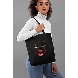 Pop Threads Clown Face Horror Scary Movie Halloween Spooky Natural 15x15 inches Large Canvas Tote Bag