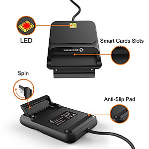 ZOWEETEK USB Smart Card Reader, CAC Card Reader Military, Compatible with Windows, Mac OS and Linux
