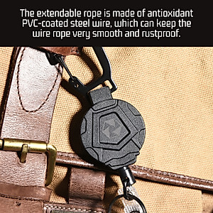 Bolt Dropper Retractable Key Rings - Heavy Duty Key Carabiner Badge Holder, Tactical ID Badge Reel with Retractable Keychain Steel Cord - Work ID Badge Holder - Pack of 2