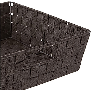 Whitmor Espresso Woven Strap Shelf Storage Tote Basket