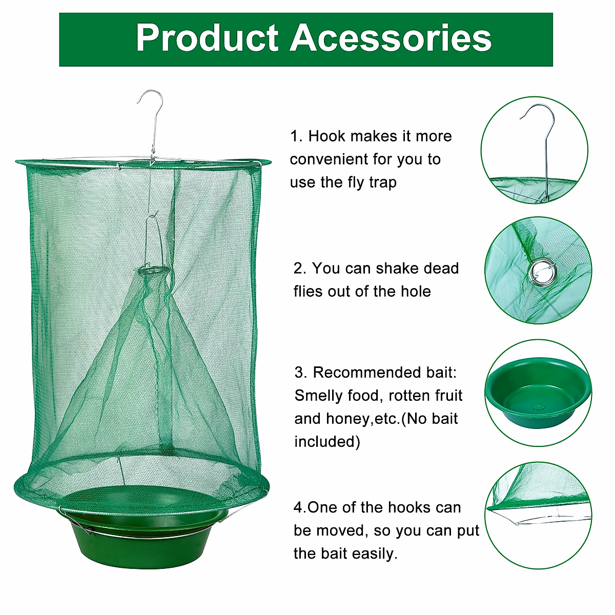 6 Pack Ranch Fly Trap, Disposable Fly Traps Outdoors, Stable Horse Fly Trap, Farm Fly Trap Catcher Killer for Farm/Orchard