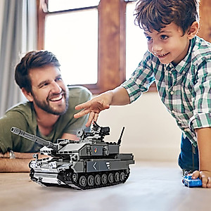 DAHONPA Army Tank Building Block(898 PCS),WW2 Military Leopard 2 Historical Collection Model with 4 Soldier Figures,Toys Gifts for Kid and Adult.