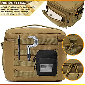 DBTAC Tactical Concealed Carry Sling Bag (Tan) + Tactical Lunch Bag (Tan), Durable Material with adjustable shoulder strap, Multi-functional Design