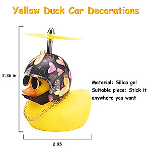 wonuu Rubber Duck Car Decorations Cute Yellow Duck Car Dashboard Ornaments with Propeller (Love)