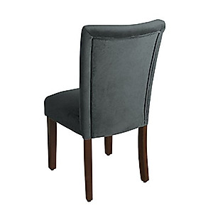 HomePop Parsons Classic Upholstered Accent Dining Chair, Pack of 2, Dark Grey Velvet