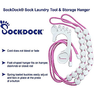 SockDock Sock Organizer for Washing, Drying, & Storing Paired Socks | Adult & Baby Sock Hanger Also Holds Gloves, Scarves, & Underwear | Space-Saving Laundry Sock Holder | 2-Pack, (Pink)