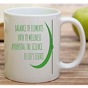 Humorous Gift Health Conscious Gifts Featuring Ayurvedic Elements, for Mother's Day Surprise for Aunt - Ayurveda Medicine Quote on Gray & Men Women Cotton 11 Oz White Ceramic Coffee Mug