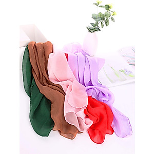 Boao 6 Pieces Chiffon Scarf 1950s Square Scarf Neck Head Scarfs Vintage Soft Scarf Polyester Scarves for Women Girl Lady (Red, Pink, Coffee, Atrovirens, Light Blue, Light Purple,)