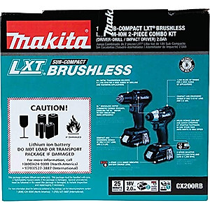 Makita CX200RB 18V LXT® Lithium-Ion Sub-Compact Brushless Cordless 2-Pc. Combo Kit (2.0Ah)
