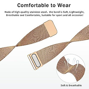 Meliya Metal Band Compatible with Samsung Galaxy Watch 7 Band 40mm 44mm, Galaxy Watch FE Bands 40mm, 20mm Stainless Steel Replacement Strap for Galaxy Watch 7 Band Women Men (Rose Gold 02)