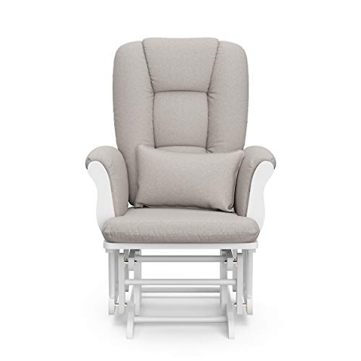 Storkcraft Tuscany Custom Glider and Ottoman with Free Lumbar Pillow (White/Taupe Swirl) - Cleanable Upholstered Comfort Rocking Nursery Chair with Ottoman