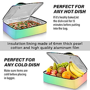 Kcldeci Insulated Thermal Food Carrier Insulated Casserole Carrier for Hot or Cold Food,Colorful Rainbow Gradient Insulated Tote Bag for Potluck Cookouts Parties Picnic,Lasagna Lugger