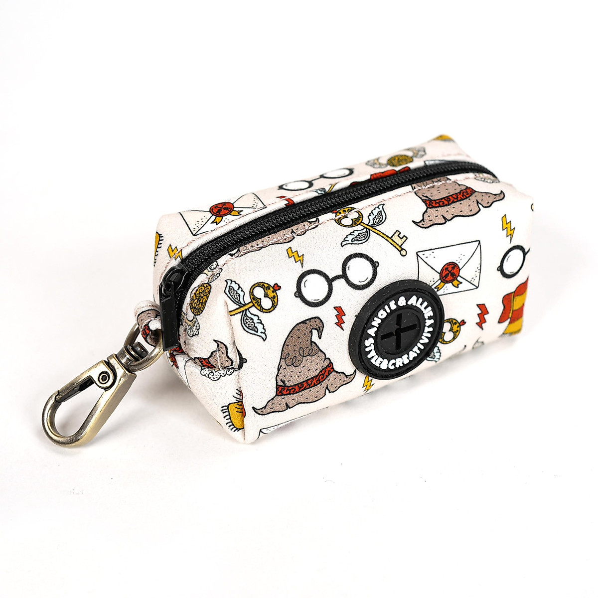 Organic Cotton Dog Poop Bag Holder for Leash Brass Hardware Waste Bag Dispenser Pet Waste Management Solution