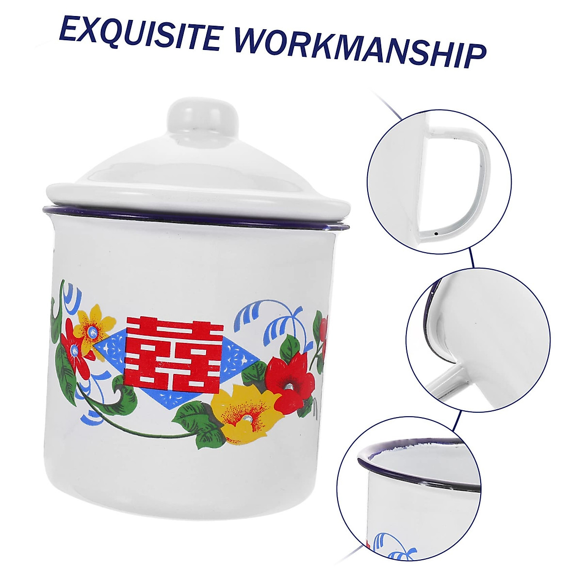 CIYODO Tin Cup 2pcs -proof with Smooth Pattern Coffee Element Table Teacup Camping Home Drinking Cup Chinese Delicate Milk for Lid Wine Mugs Catering Retro Vintage Coffee Mugs