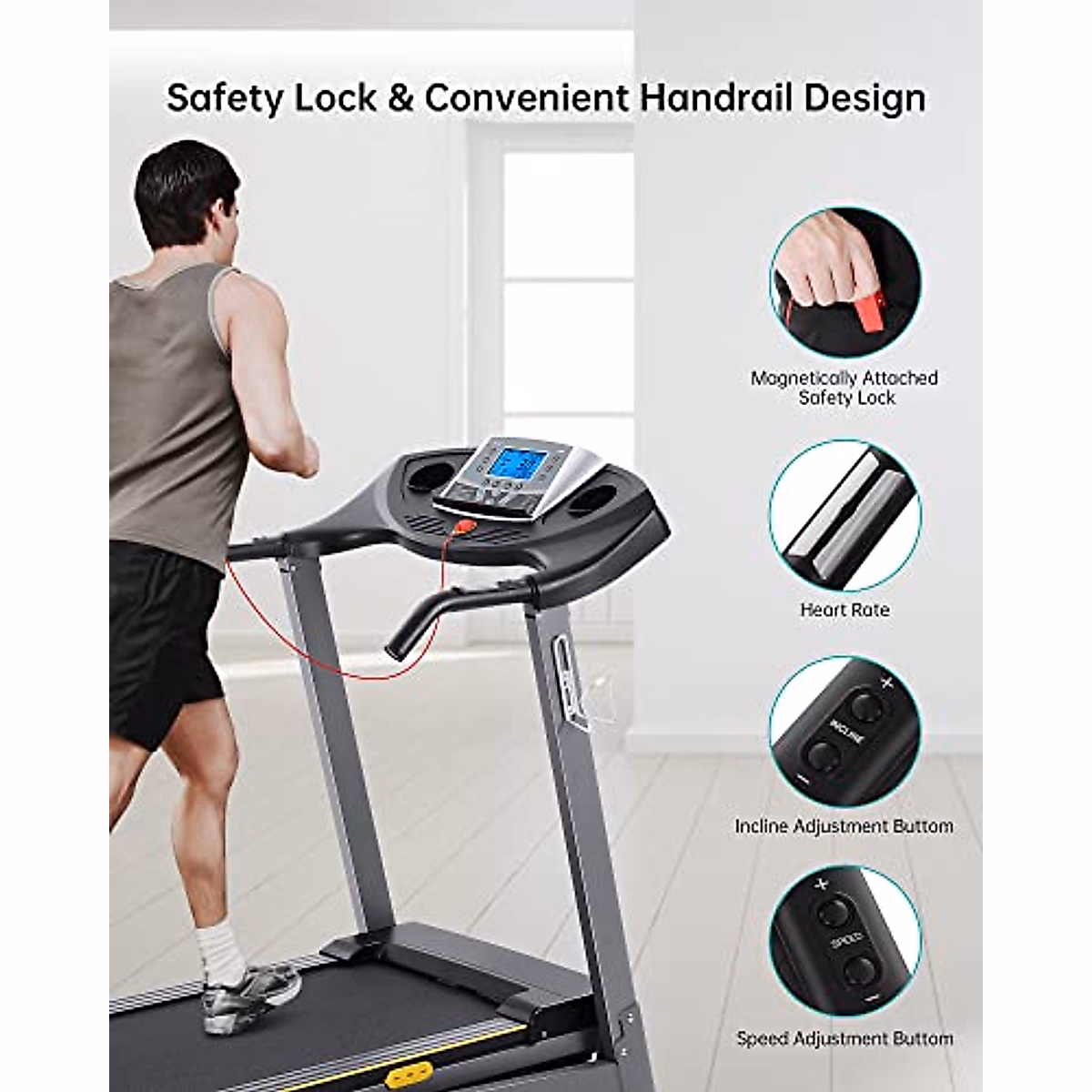 Auto Incline Treadmill 12-Level Automatic Incline Adjustment Folding Treadmill Electric Treadmill for HomeWorkout Running Machine Pre-Set Training Programs & Large LCD Display