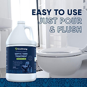 Septic Tank Treatment -1 Gallon Professional Grade Liquid | Live Bacteria & Enzyme Formula - Erase Septic Odor & Prevent Septic Backups