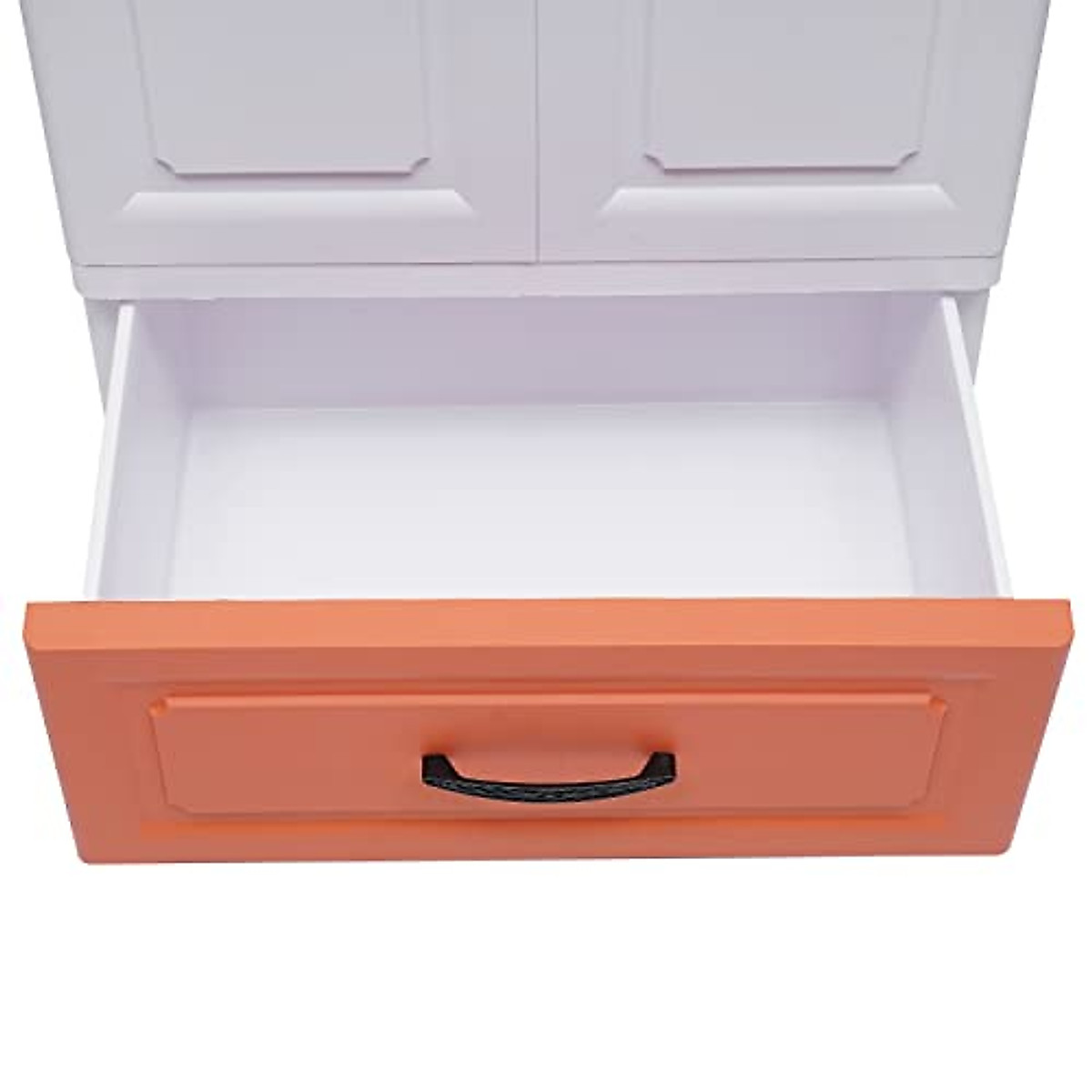 Gdrasuya10 Plastic Drawers Dresser with 2 Drawers and 1 Large Cabinet, 22.4" L x 15.7" D x 43.3" H Plastic Tower Closet Organizer with Wheels Suitable for Apartments Condos and Dorm Rooms