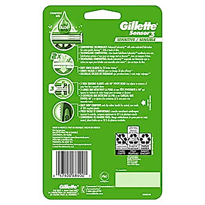 Gillette Sensor3 Sensitive Men's Disposable Razor, 12 Razors