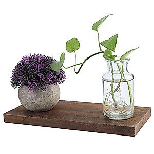 AMONIDA Floating Shelves, Brown Paulownia Wall Mounted Floating Wall Shelves, Rustic Wood Wall Shelves, Storage Shelves for Bedroom, Living Room, Bathroom, Kitchen, Office and More(11.8x5.5x0.8in)