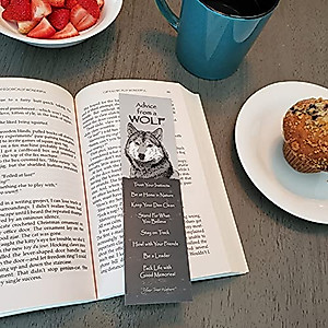 Your True Nature Advice from Nature 3 Bookmark Night Set, Laminated with Glossy Finish, Printed on Recycled Paper - Wolf, Moon, Night Sky (AMBM-Night)