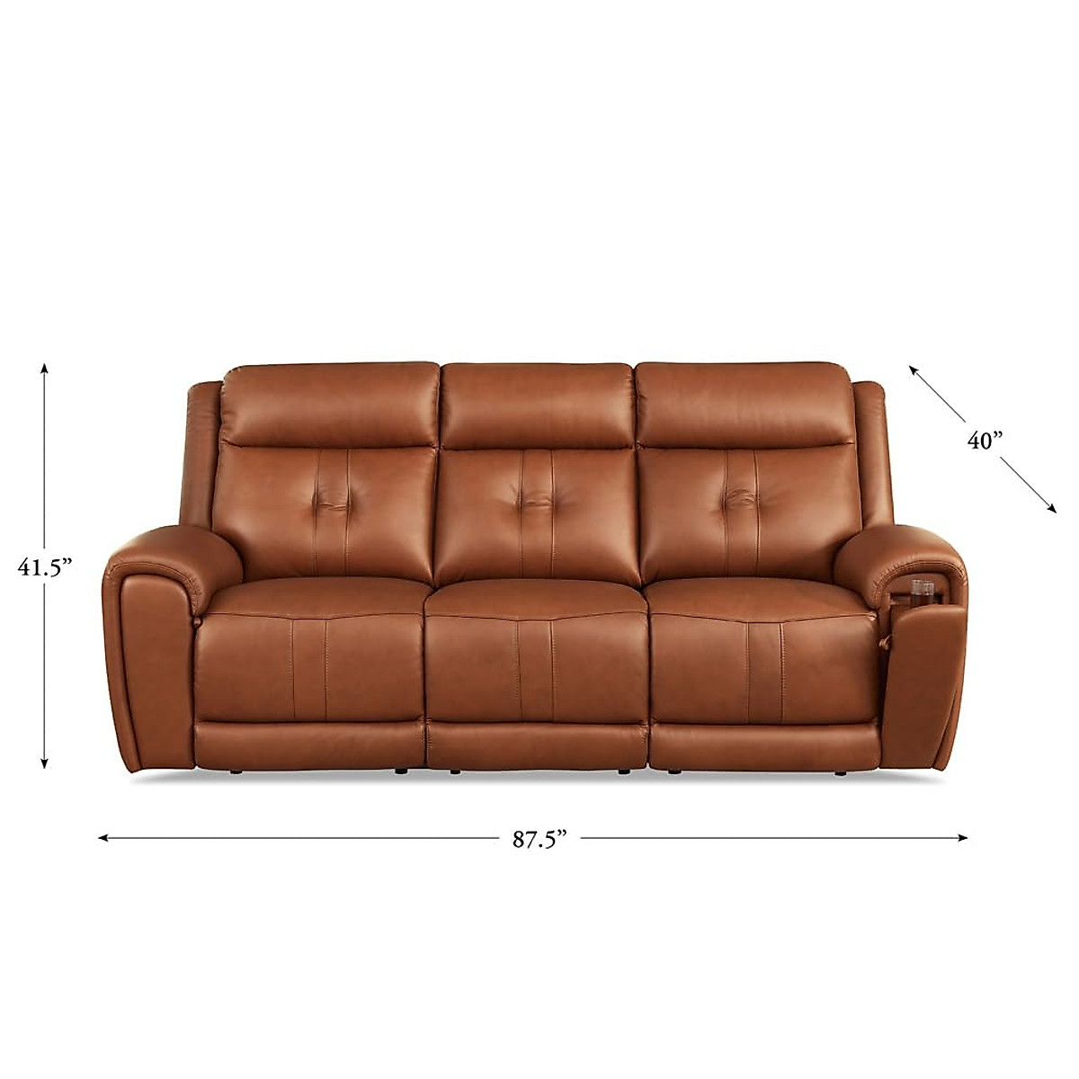 Hydeline Emma Power Headrest Top Grain Leather Zero Gravity Reclining Sofa Couch, 87.5", Cinnamon Brown, Memory Foam, Pocket Coils and Control Panel