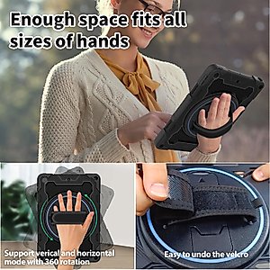ROSROME for iPad 9th 8th 7th Generation Case 10.2 inch iPad Case with Screen Protector, 360 Stand, Hand Strap, Shoulder Strap[Kids Friendly 15ft Drop Protection]3-layer Rugged Full-Body 10.2 iPad Case