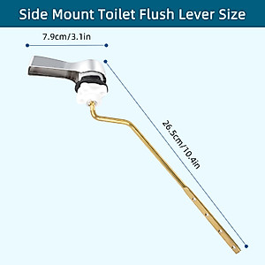 Hygie Rinse Universal Side Mount Toilet Handle Lever Flush Replacement, Toilet Handle with Stainless Steel Flapper Chains, Toilet Repair Kit, Chrome Finish