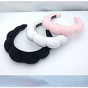 Aopwsrlyi Women Spa Headband Sponge & Terry Towel Cloth Fabric Hair Band for Face Washing, Makeup Removal, Shower, Skincare (Black, One Size)