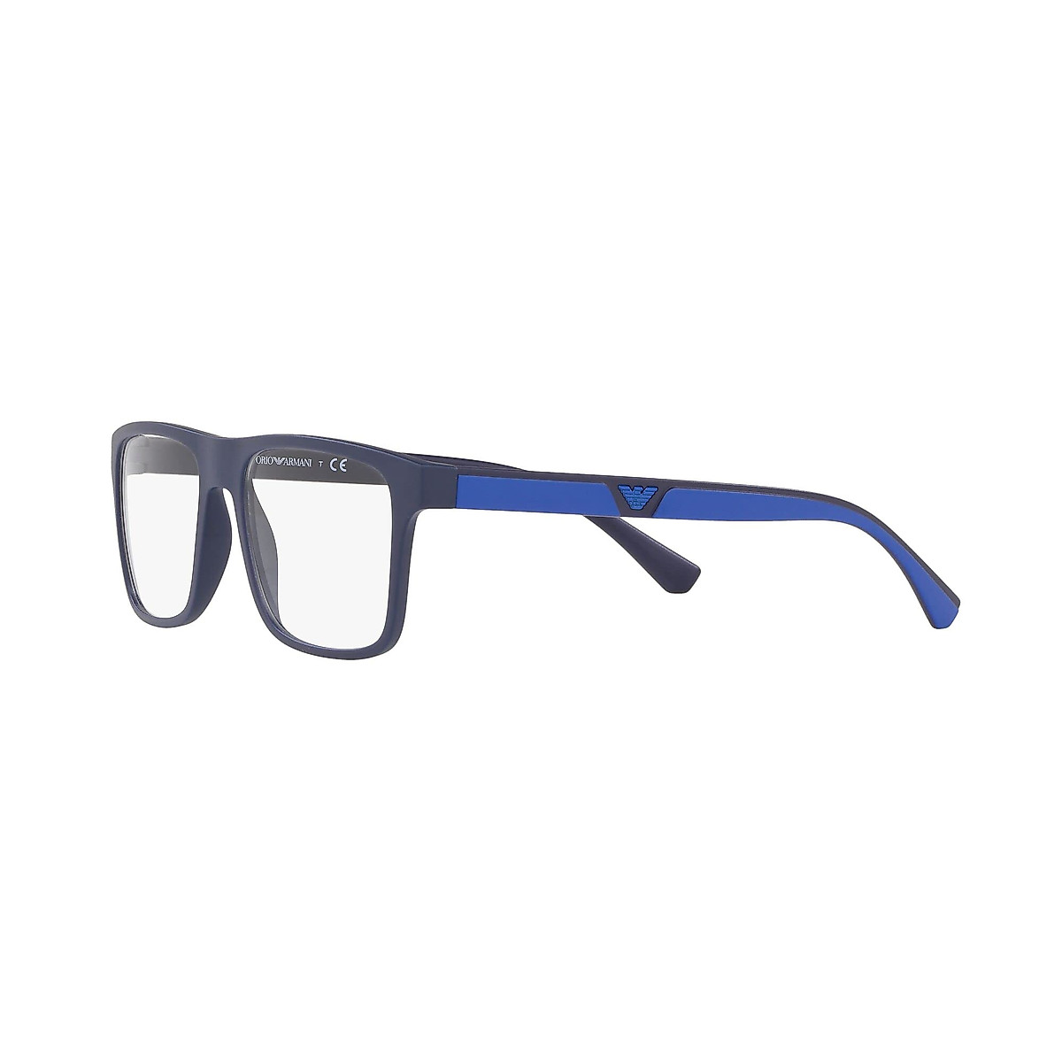 Emporio Armani Men's EA4115 Prescription Eyewear Frames with Two Interchangeable Sun Clip-Ons Rectangular, Matte Dark Blue/Clear/Grey/Blue Mirrored, 54 mm