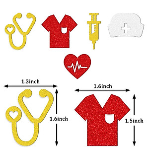 100Pcs Nurse Confetti, 2024 Nurse RN Graduation Confetti Red White Gold Congrats Nurse Party Decorations for 2024 Nurse Appreciation Week Medical RN Nursing School Nursing Day Nurses Graduated