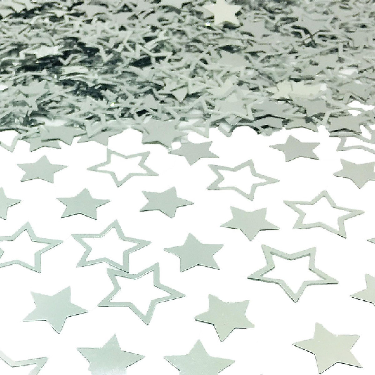 Confetti Star Confetti Birthday Party Scatter Wedding Party Sequins Glitter Metallic Table Decoration for Anniversary Birthday Retirement Weeding event Supplies.(Star 2 Size Silver)